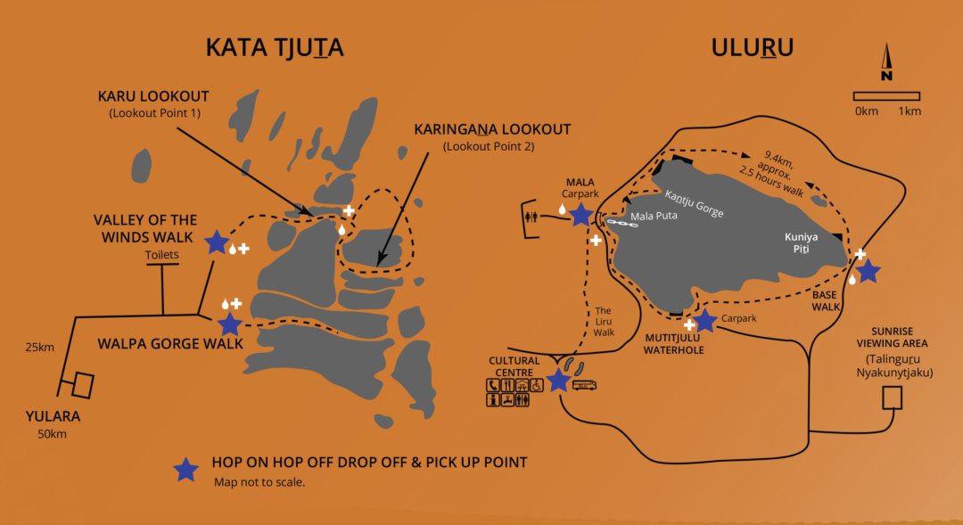 Uluru Hop On Hop Off - Timetable and Map